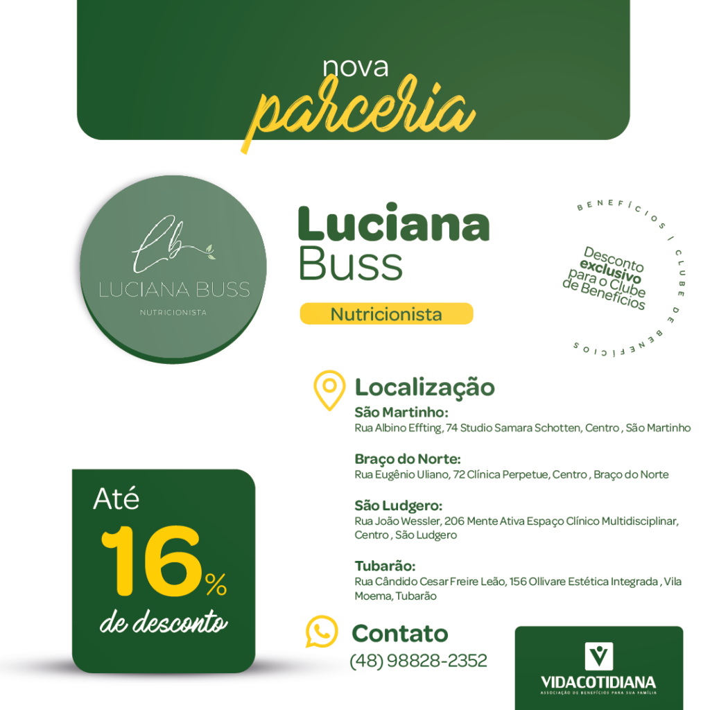 Novo Parceiro – Luciana Buss | Nutricionista – Vida Cotidiana