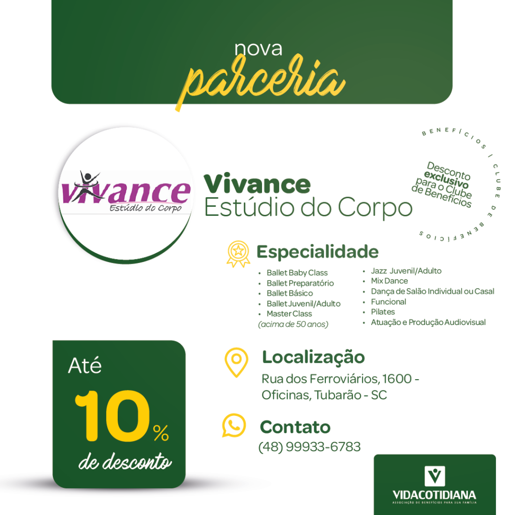 Novo Parceiro – Vivance Estúdio do Corpo – Vida Cotidiana